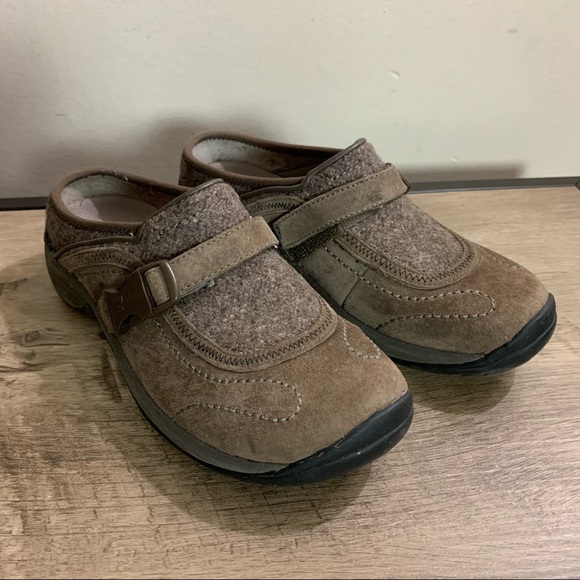 Merrell | Shoes | Merrell Brown Suede Wool Slip On Encore Sidestep Clog ...